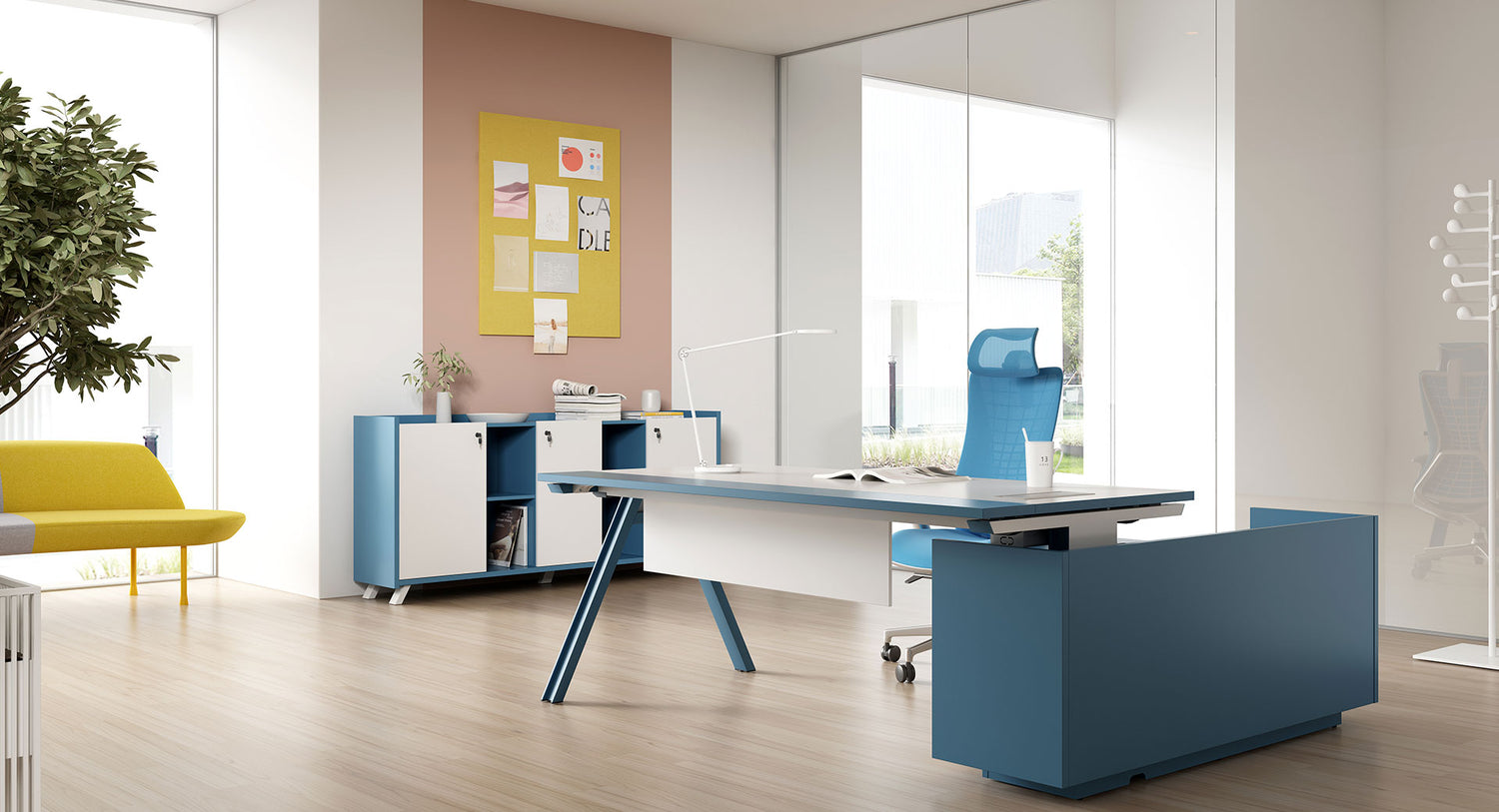 Magic Workstation Furniture | Chic Marine Blue Executive Desks