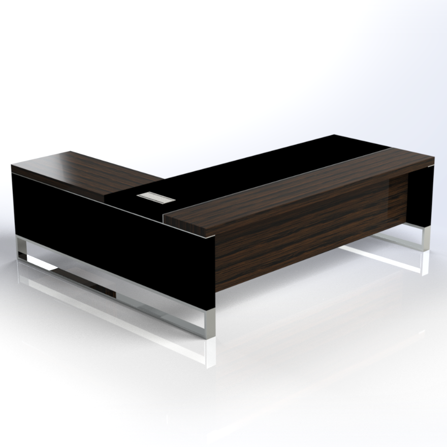 Linea Uno L-Shaped Desk with Hanging Pedestal | BAFCO