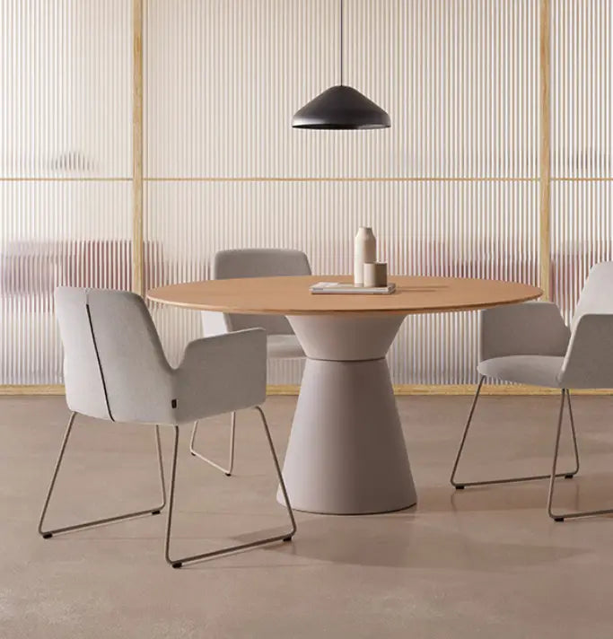 Essens Black Round Meeting Table: Sustainable Design | BAFCO