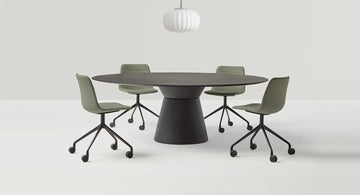 Essens Black Round Meeting Table: Sustainable Design | BAFCO
