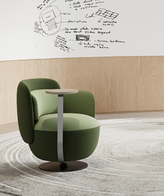 Eva Collaborative Auto-Return Armchair | Comfort & Style in Green or Blue