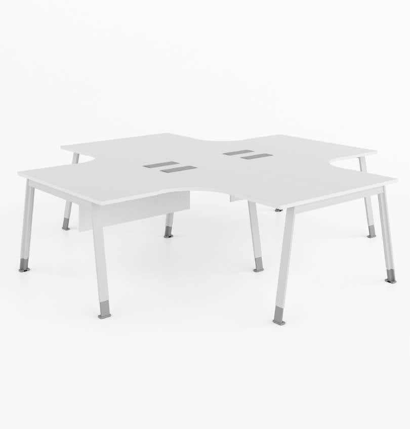 Noqi Cluster of 4 Pax L-Shape Desks (3 Types)